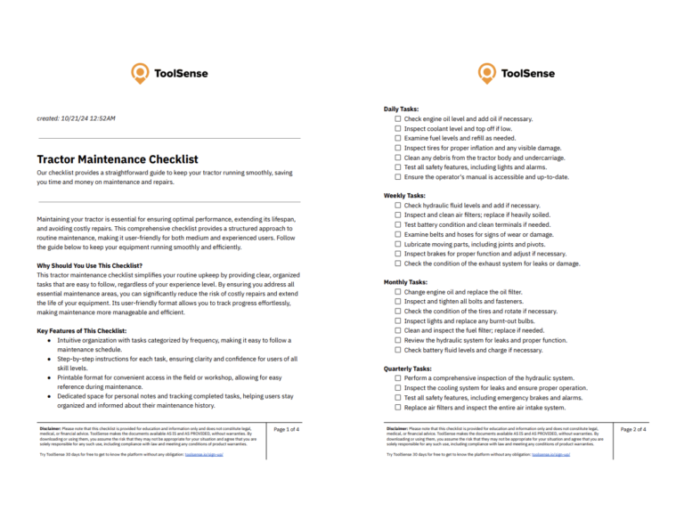 Download Your Free Tractor Maintenance Checklist