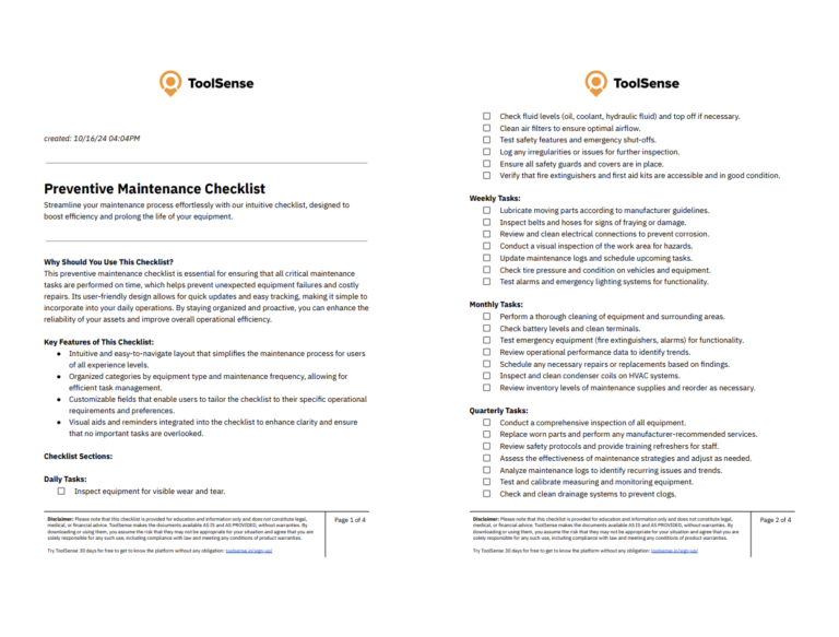 Download Your Free Preventive Maintenance Checklist