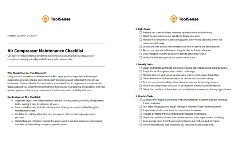 Free Air Compressor Maintenance Checklist: Download now